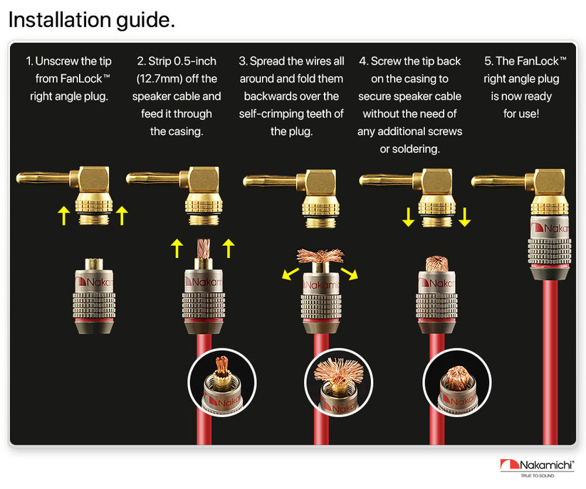 Nakamichi FanLock Excel Series 24k Gold Plated Right-Angle 90 Degree B